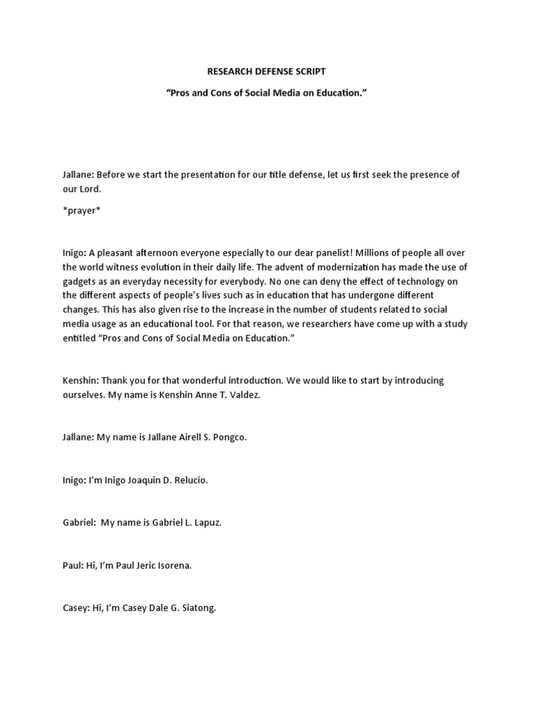Research Title Defense Final Script | Download Free PDF | Social Media ...