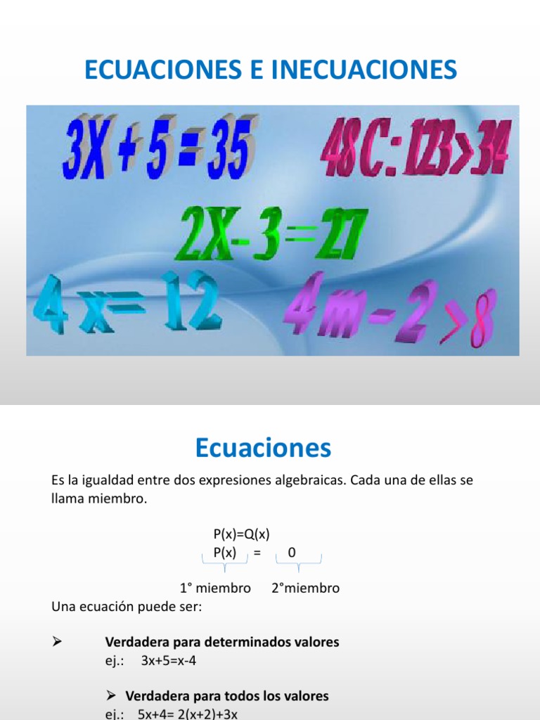 Ecuac e Inecuac | PDF | Ecuaciones | Ecuación cuadrática