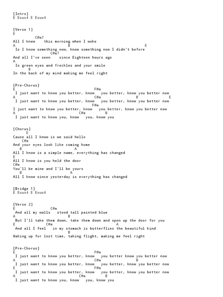 Everything Has Changed Chords | PDF | Song Structure | Songs
