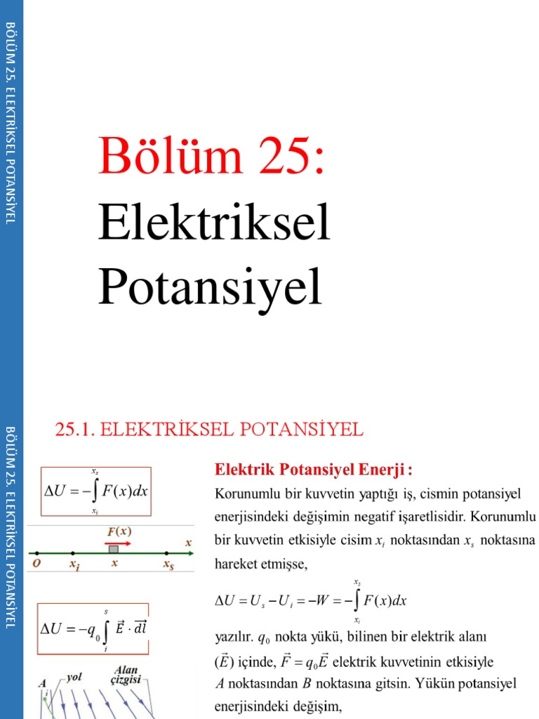 Genel Fizik 2 Ders 4 Elektriksel Potansiyel | PDF