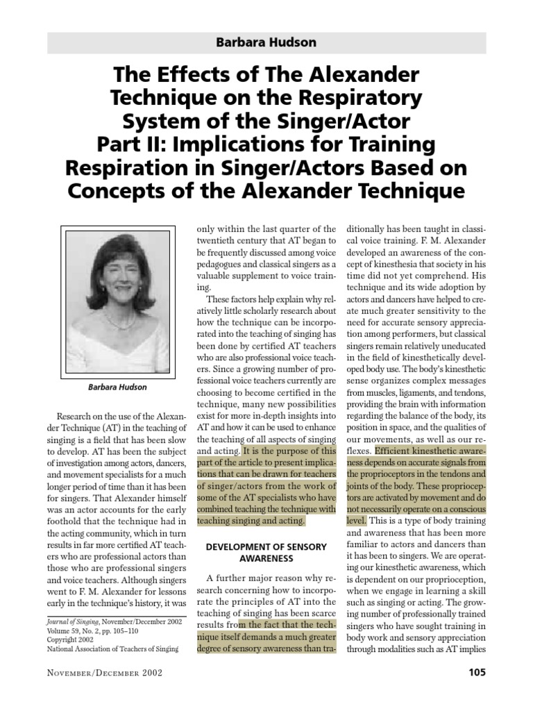 The Effects of The Alexander Technique On The Respiratory System of The ...