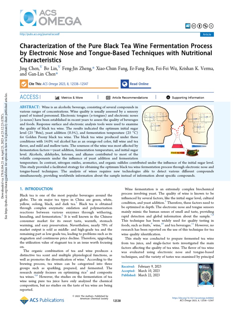 Characterization of The Pure Black Tea Wine Fermentation Process by ...