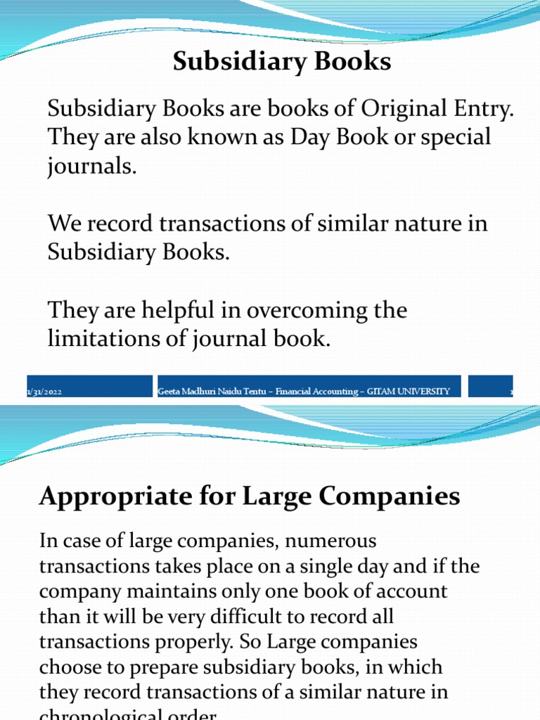 Subsidiary Books: 1/31/2022 Geeta Madhuri Naidu Tentu - Financial ...