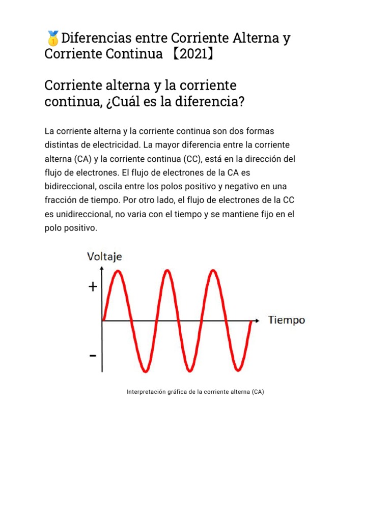 Diferencias entre Corriente Alterna y Continua | PDF | Corriente ...
