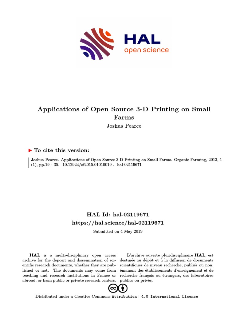 Applications of Open Source 3-D Printing On Small Farms | PDF | 3 D ...