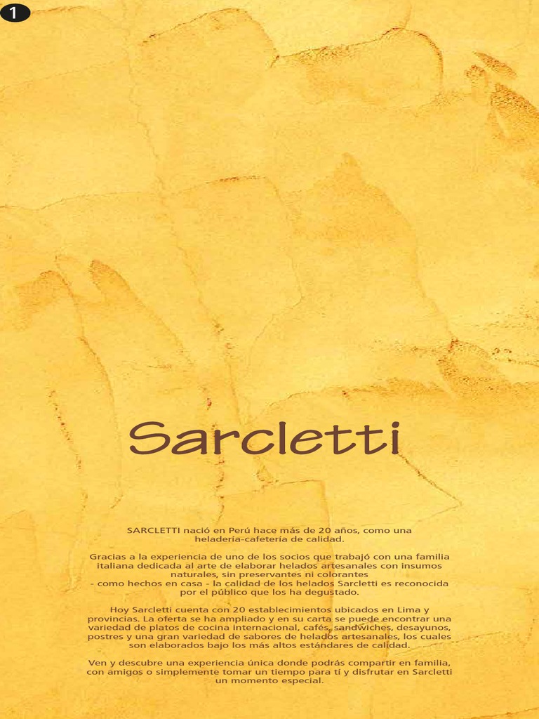 Carta de Sarcletti: Helados y Desayunos | PDF | Tortita | café