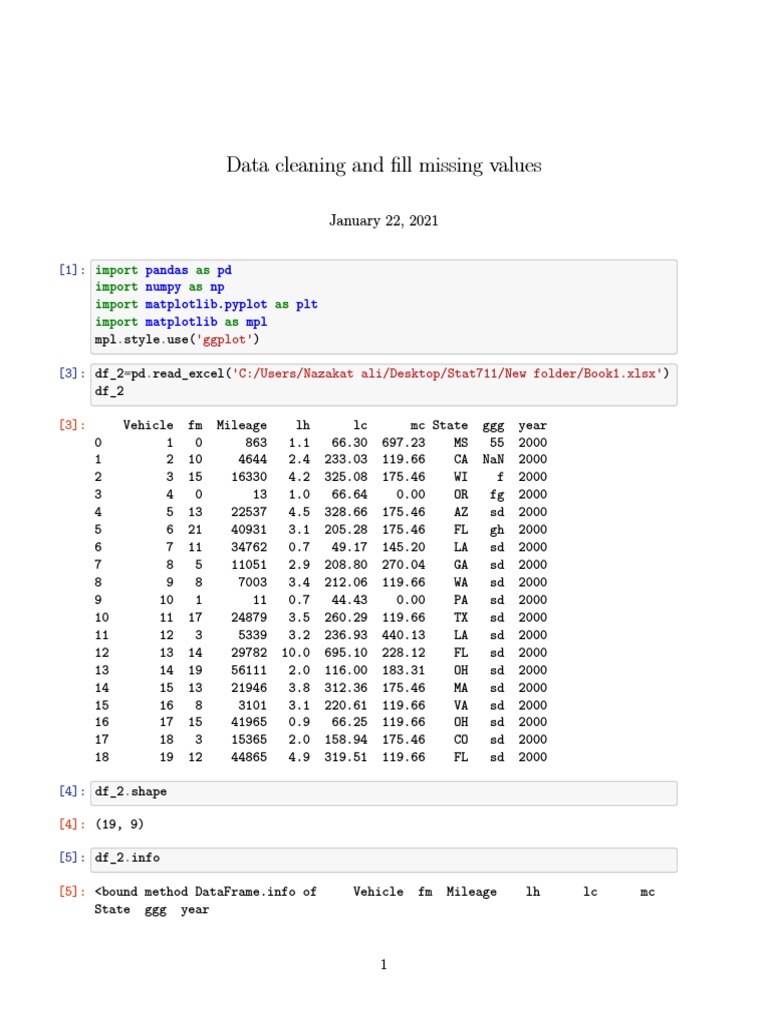Data Cleaning and Fill Missing Values | PDF | Computer Programming Data Cleaning and Fill Missing Values | PDF | Computer Programming