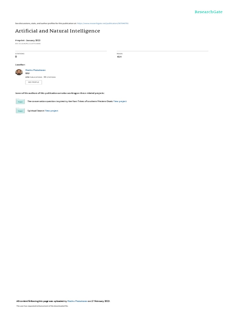 Artificial and Natural Intelligence: January 2023 | PDF | Artificial Intelligence | Intelligence ...