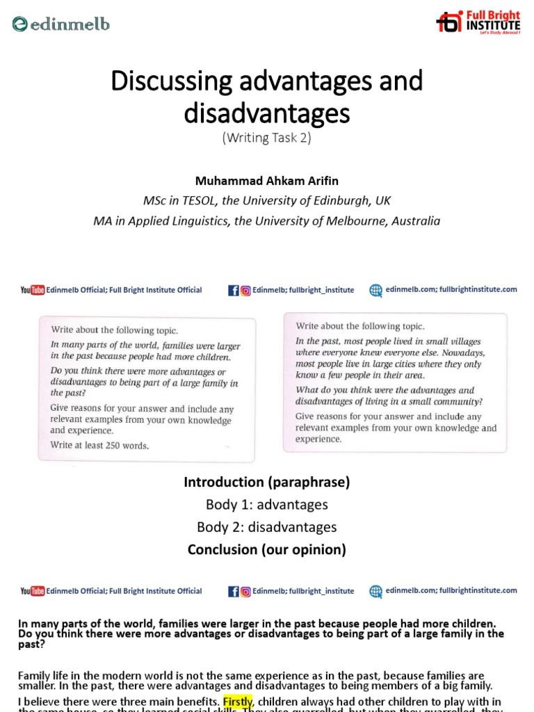 Discussing Advantages and Disadvantages: (Writing Task 2) | PDF