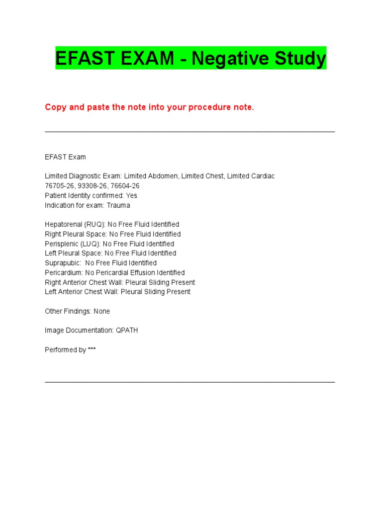 Note EFAST - Negative Study | PDF | Self-Improvement | Wellness