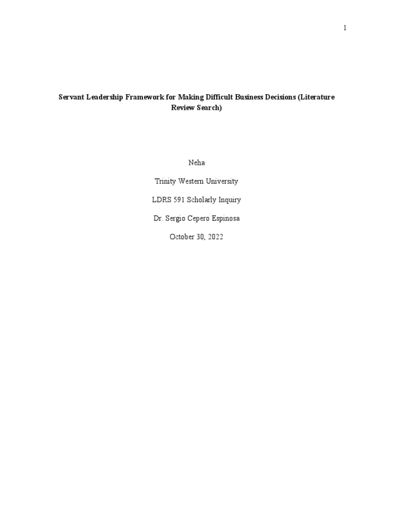 Assignment #2 Literature Search SCE | PDF | Leadership | Servant Leadership