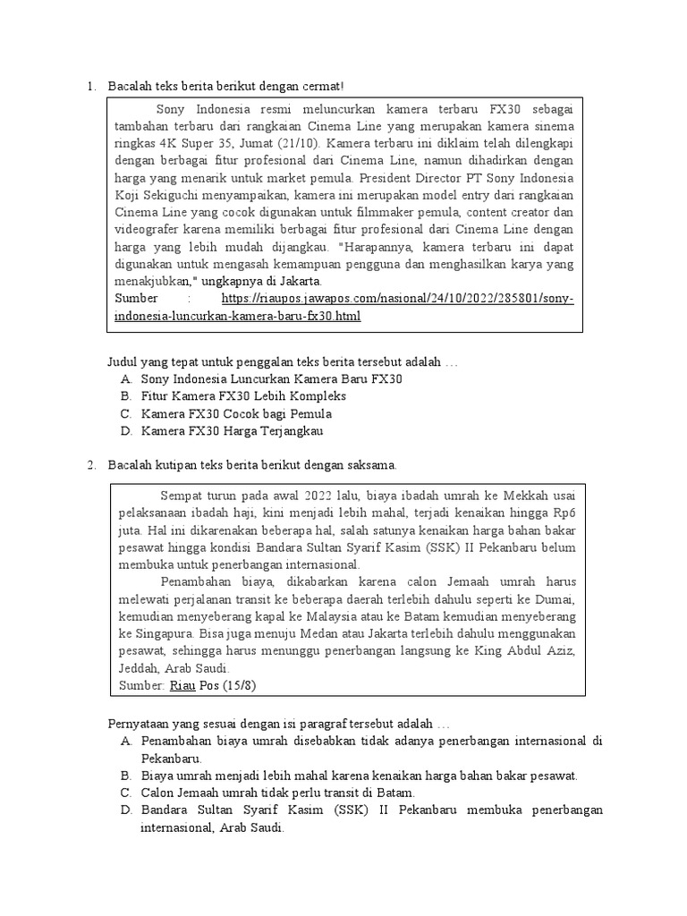 Soal Pas Ganjil Bindo Kelas 8 | PDF