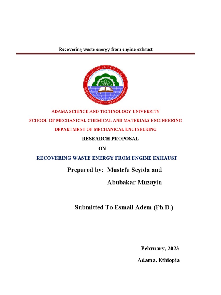 Research Proposal by Mustefa and Abubakar | PDF | Engines | Heat Transfer