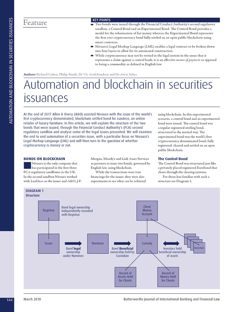 Cohen Smith Automation Blockchain | PDF | Securities (Finance) | Bonds ...