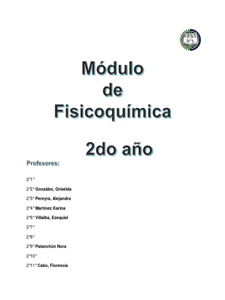 Módulo Teórico Práctico 2do Fisicoquímica | PDF | Corriente eléctrica ...
