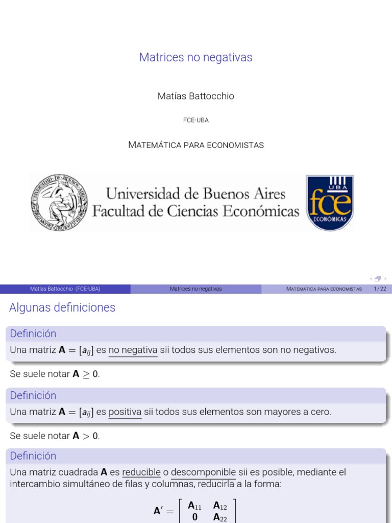 04 Matrices No Negativas | PDF | Métodos y materiales de enseñanza