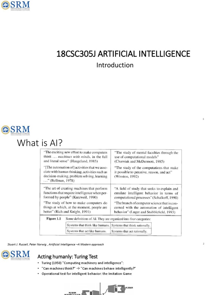 Ai Unit 1 | PDF | Artificial Intelligence | Intelligence (AI) & Semantics
