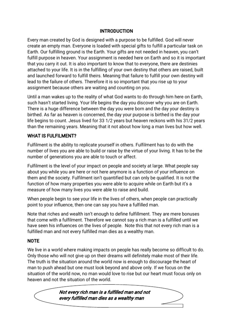 Keys To Fulfilling Your Glorious Destiny | PDF