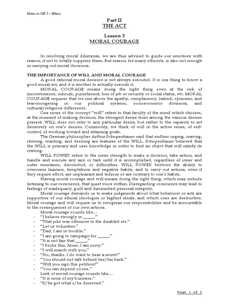 2.3 Moral Courage | PDF | Disciplines | Social Psychology