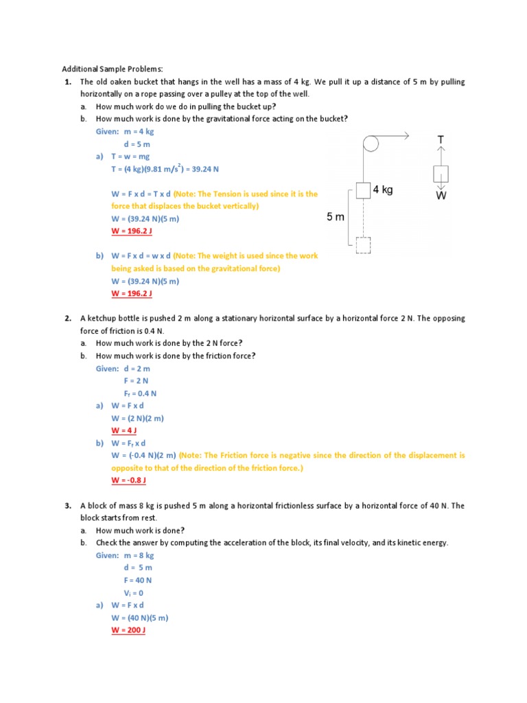 Additional Sample Problems | PDF | Force | Kinetic Energy