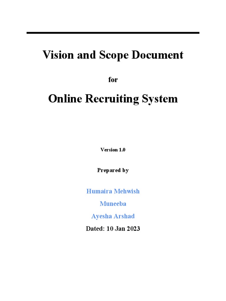 Assign#2_Vision_and_scope | PDF | Recruitment | Usability