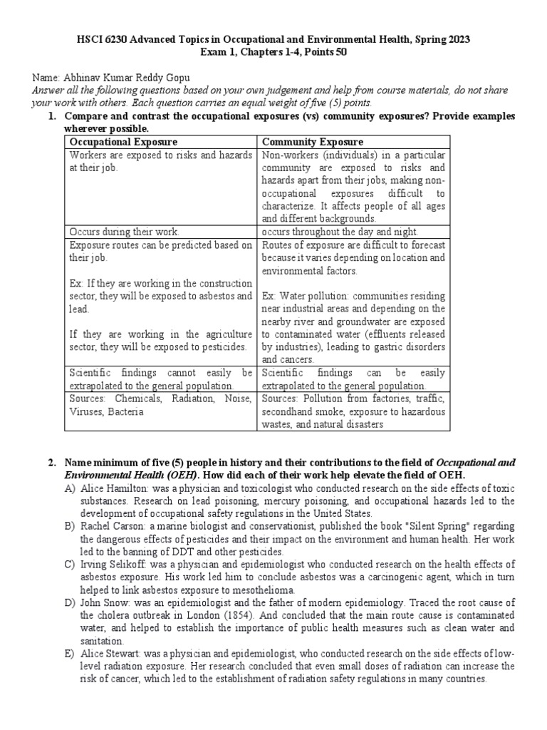 Hsci6230 Exam Chap1 4 | Download Free PDF | Occupational Safety And Health Administration ...