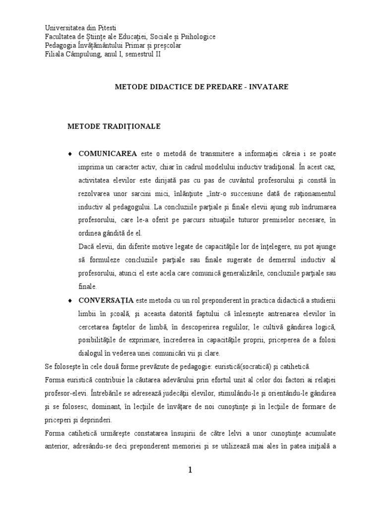 Metode Didactice de Predare | PDF