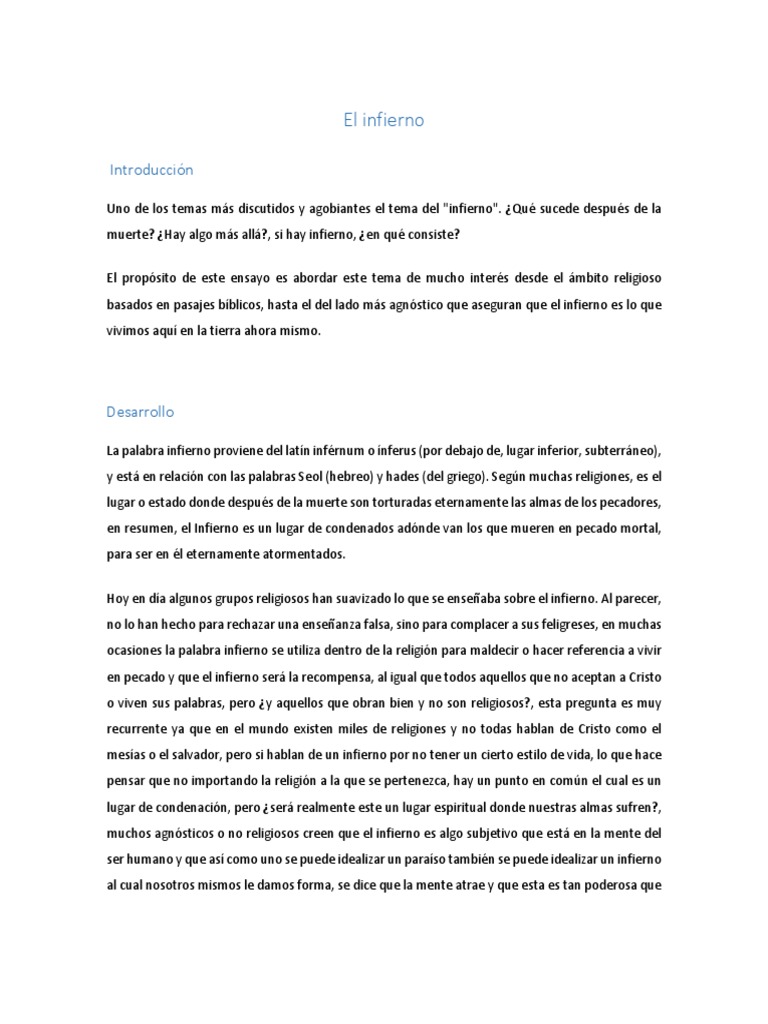 El Infierno 2919152018 | PDF | Infierno | Creencia religiosa y doctrina