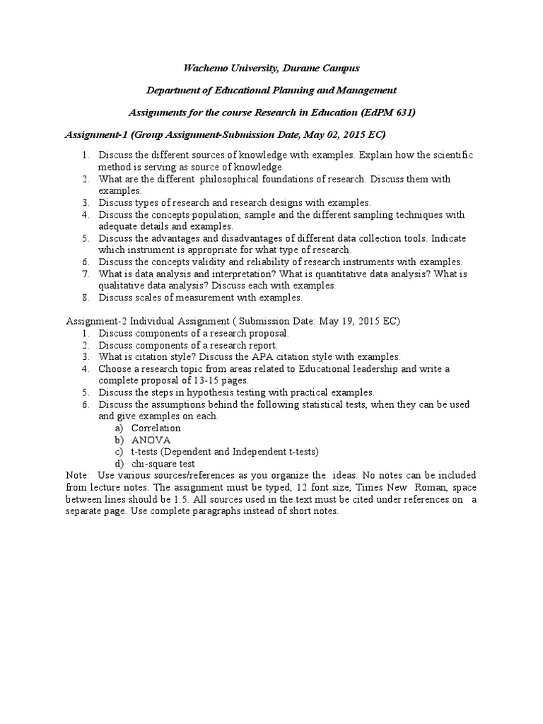 Resaerch EdPM 631 Assignment | PDF
