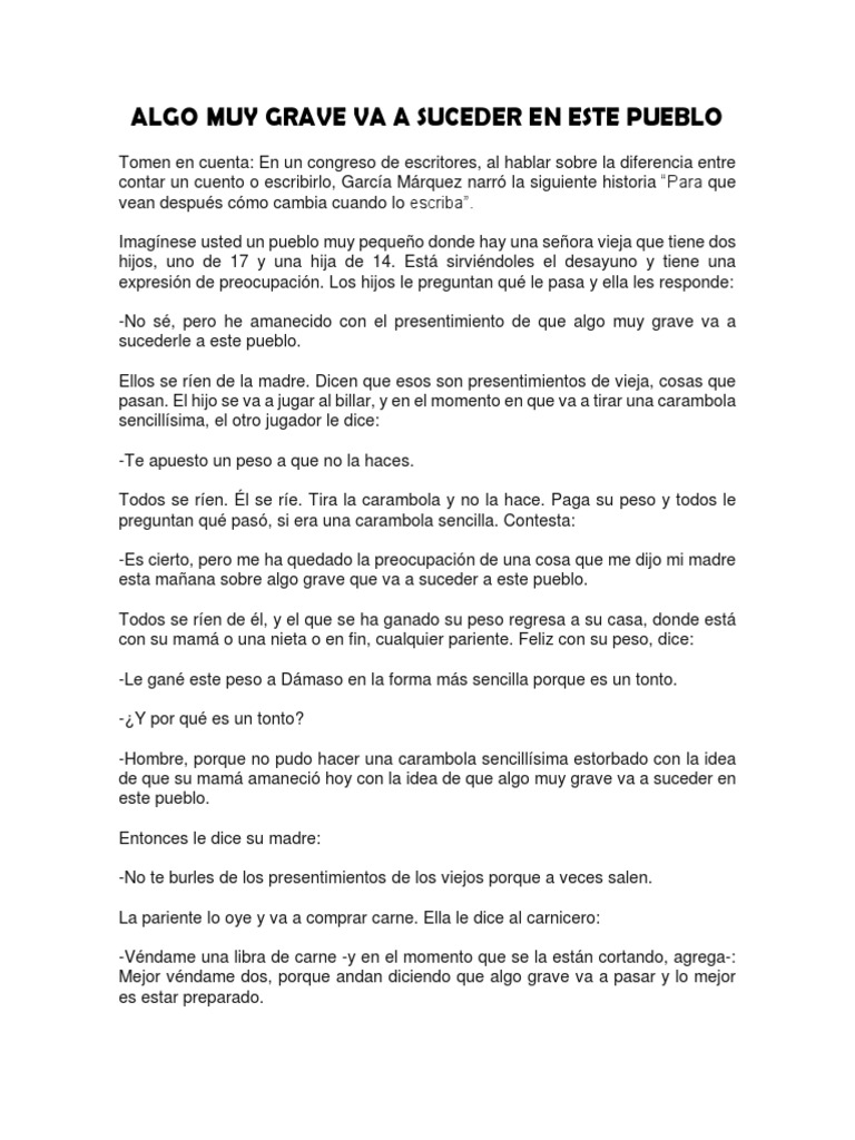 Algo Muy Grave Va A Suceder en Este Pueblo | PDF