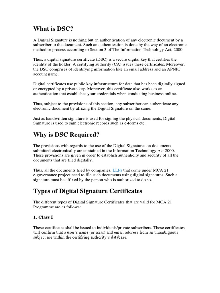 What Is DSC | PDF | Public Key Certificate | Authentication