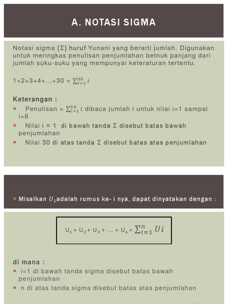 Notasi Sigma, Barisan Dan Deret Aritmatika | PDF | Metode & Bahan Ajar