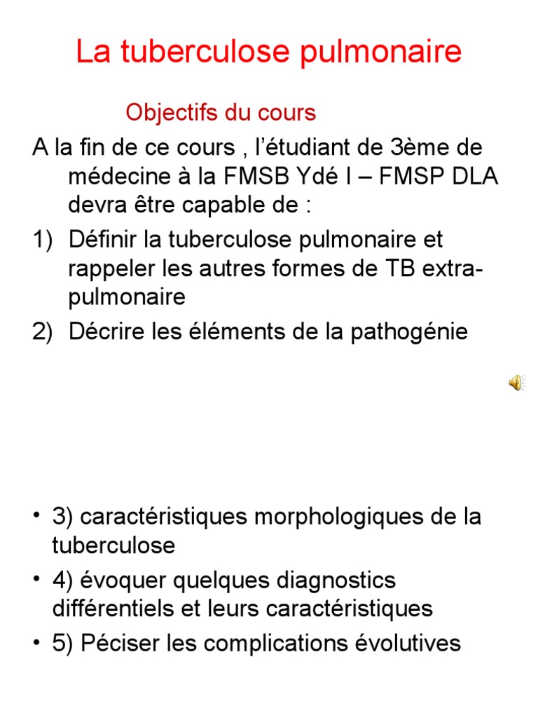 Tuberculose pulmonaire : définitions et complications | PDF ...