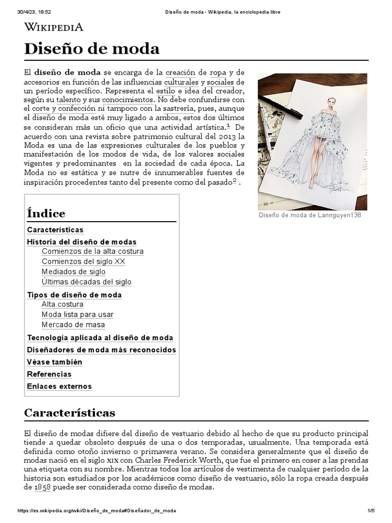 Diseño de Moda - Wikipedia, La Enciclopedia Libre | PDF | Diseño de ...
