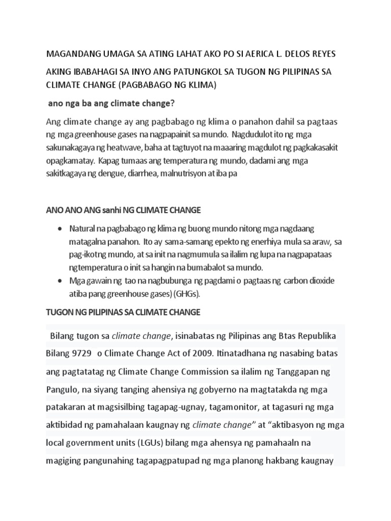Filipino Climate Change | PDF