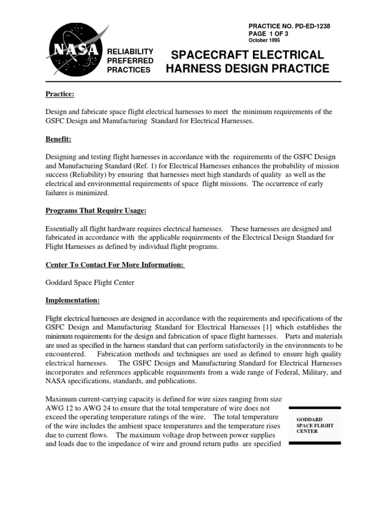 Spacecraft Electrical Harness Design | PDF | Goddard Space Flight ...