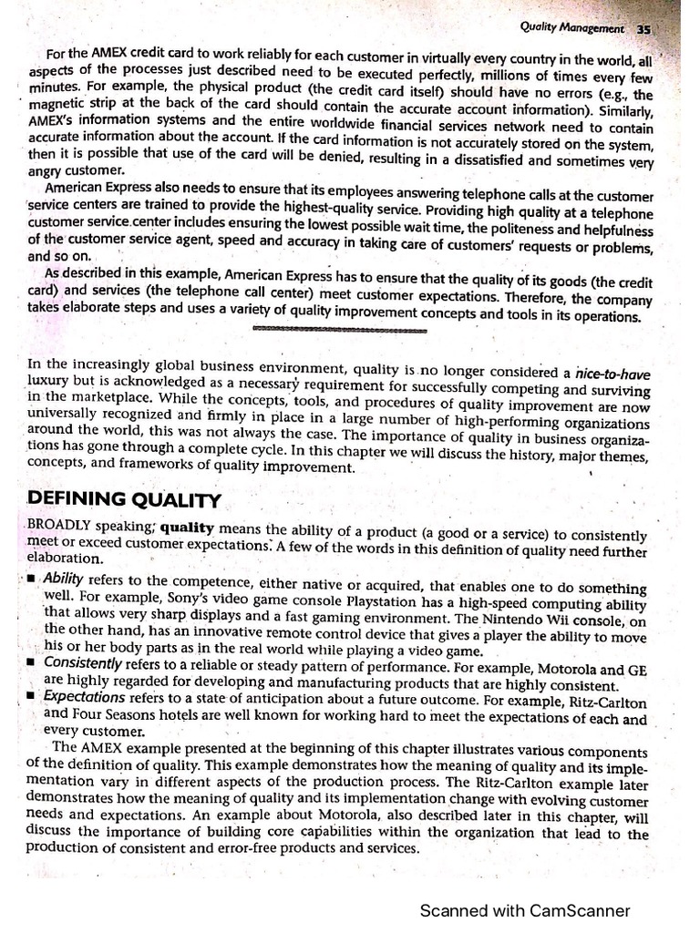 Quality Management (Chapter 2) | PDF