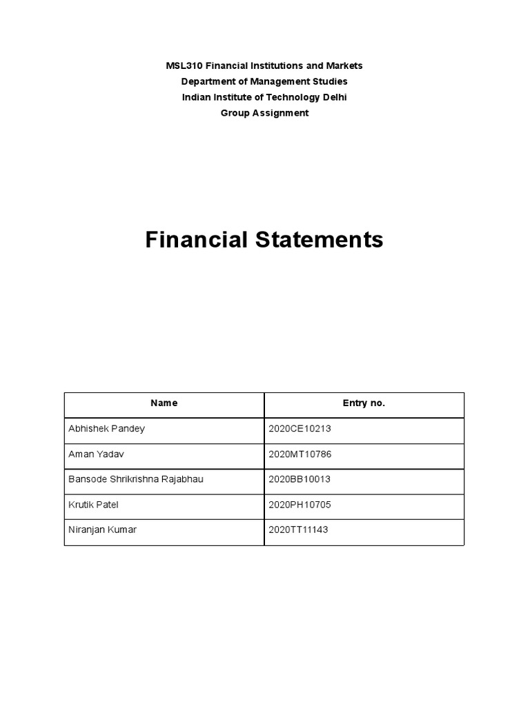 Financial Statements | PDF | Financial Statement | Return On Equity