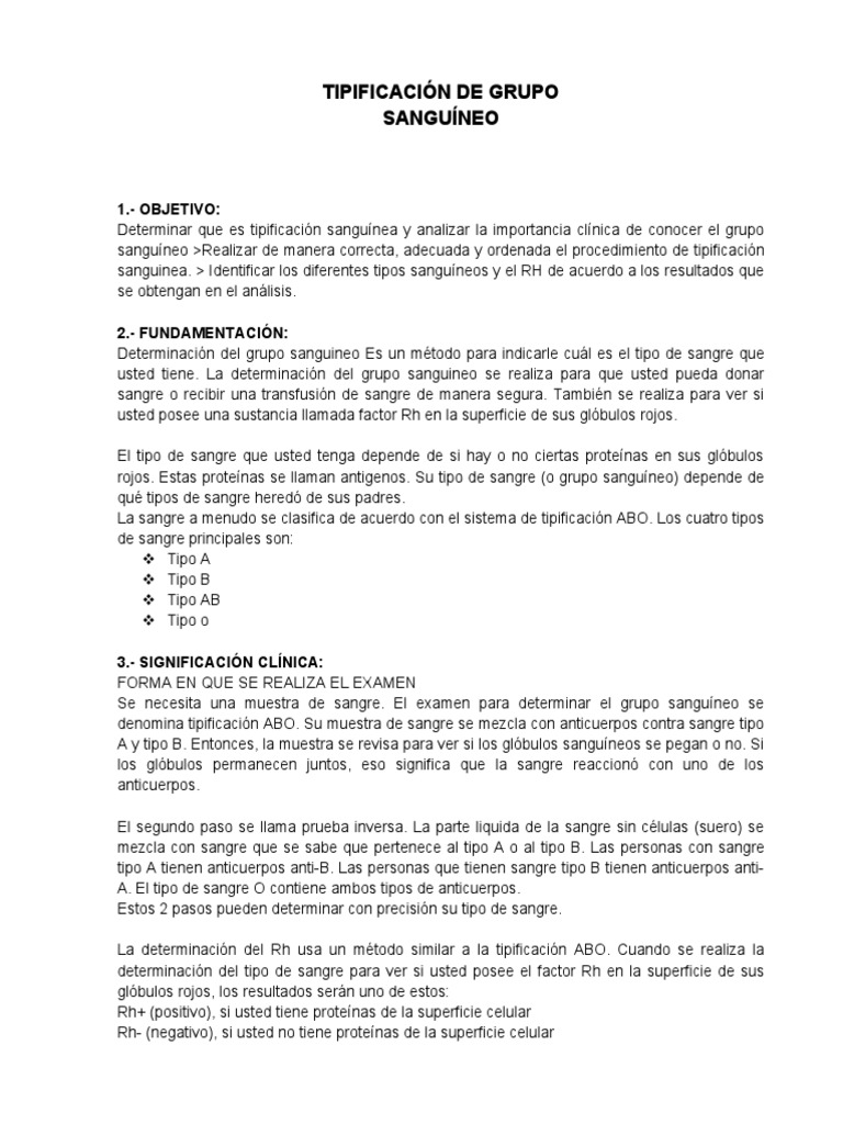 Tipificación de Grupo | PDF | Tipo de sangre | Sangre