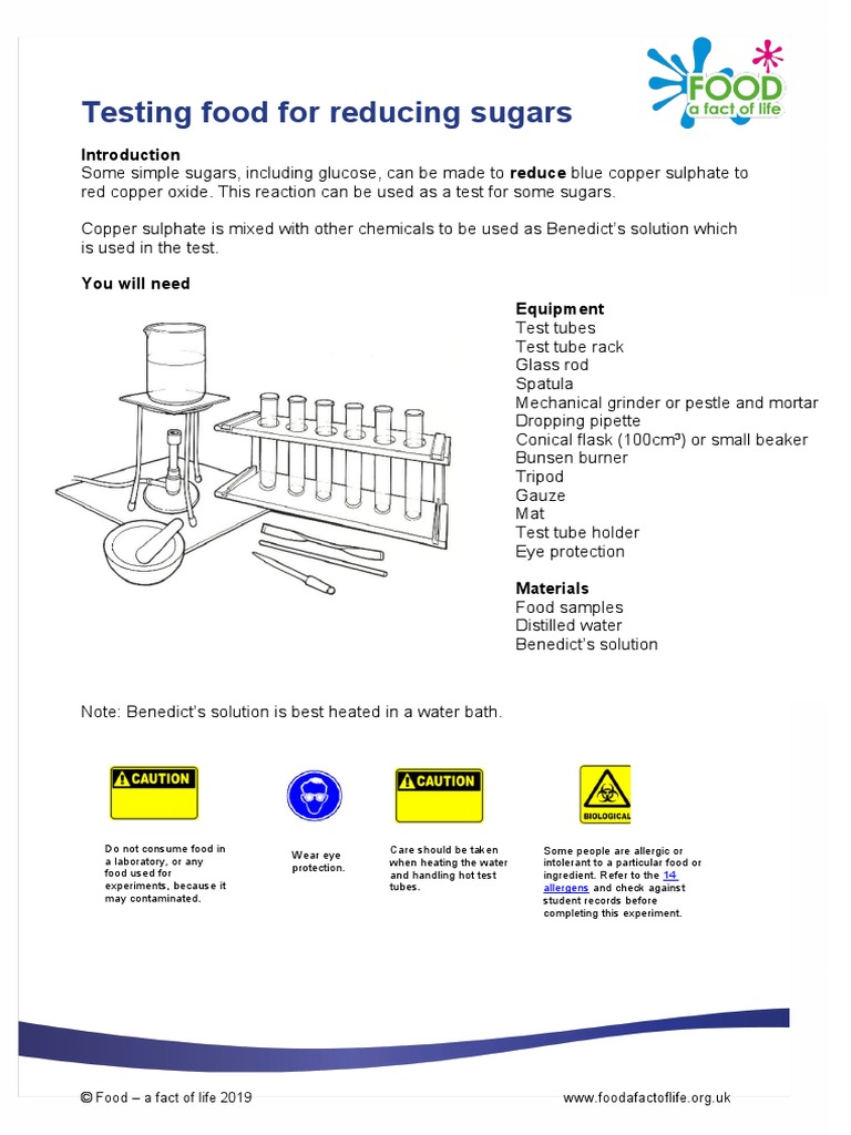 Testing For Reducing Sugars Ws 1416fs | PDF | Chemistry | Chemical ...