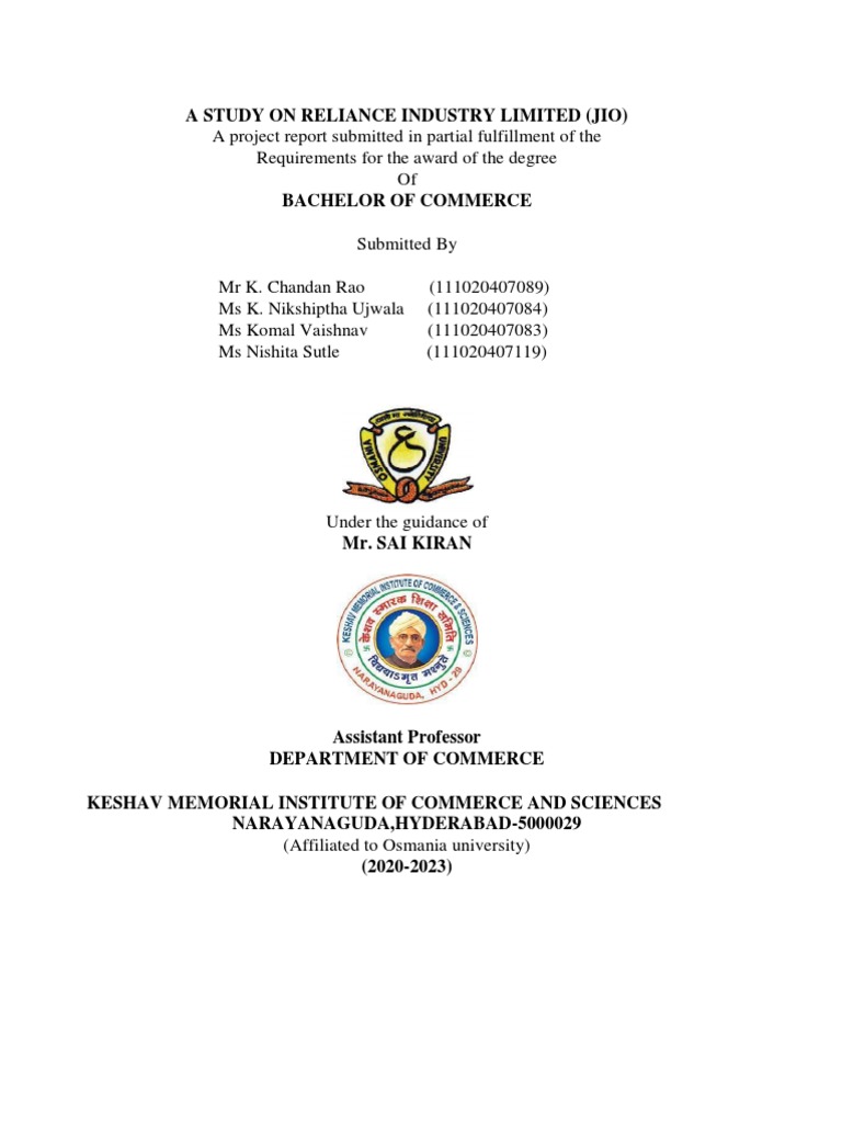 Reliance Jio Project | Download Free PDF | Service Industries | Business