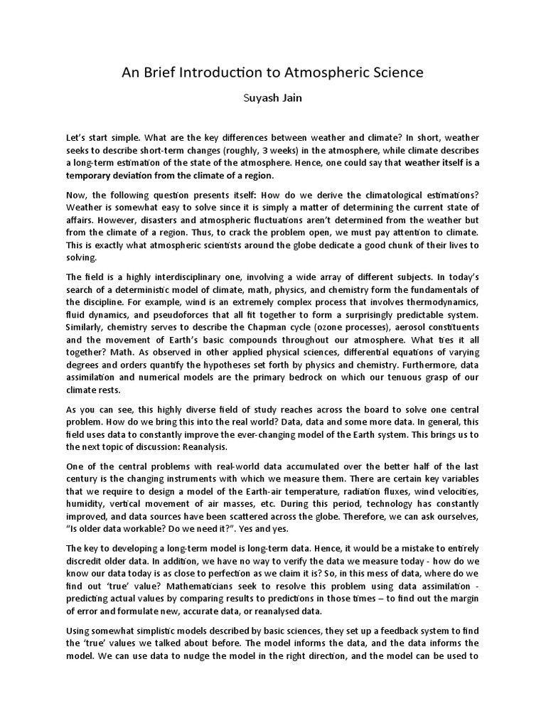 Introduction to Atmospheric Science | PDF