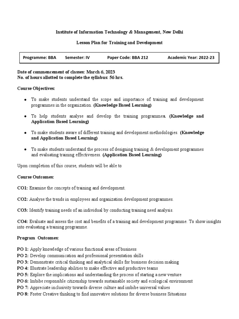 TD-Lesson Plan | PDF | Learning | Psychology