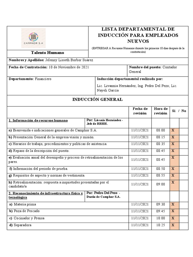Ficha de Inducción | PDF