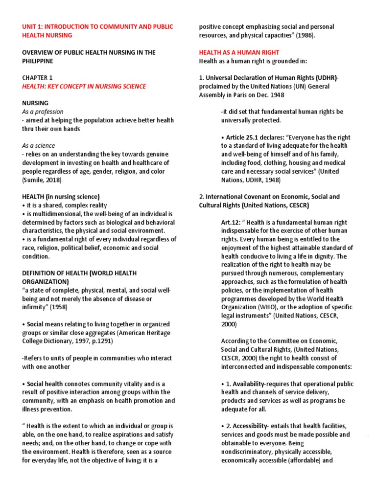 CHN Notes Chapter 1 and 2 | PDF | Nursing | Public Health