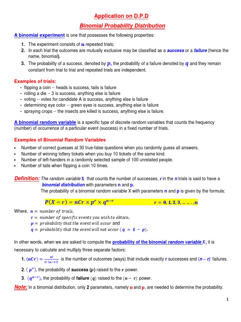 Binomial Distribution. (Application) | PDF | Probability Distribution | Random Variable