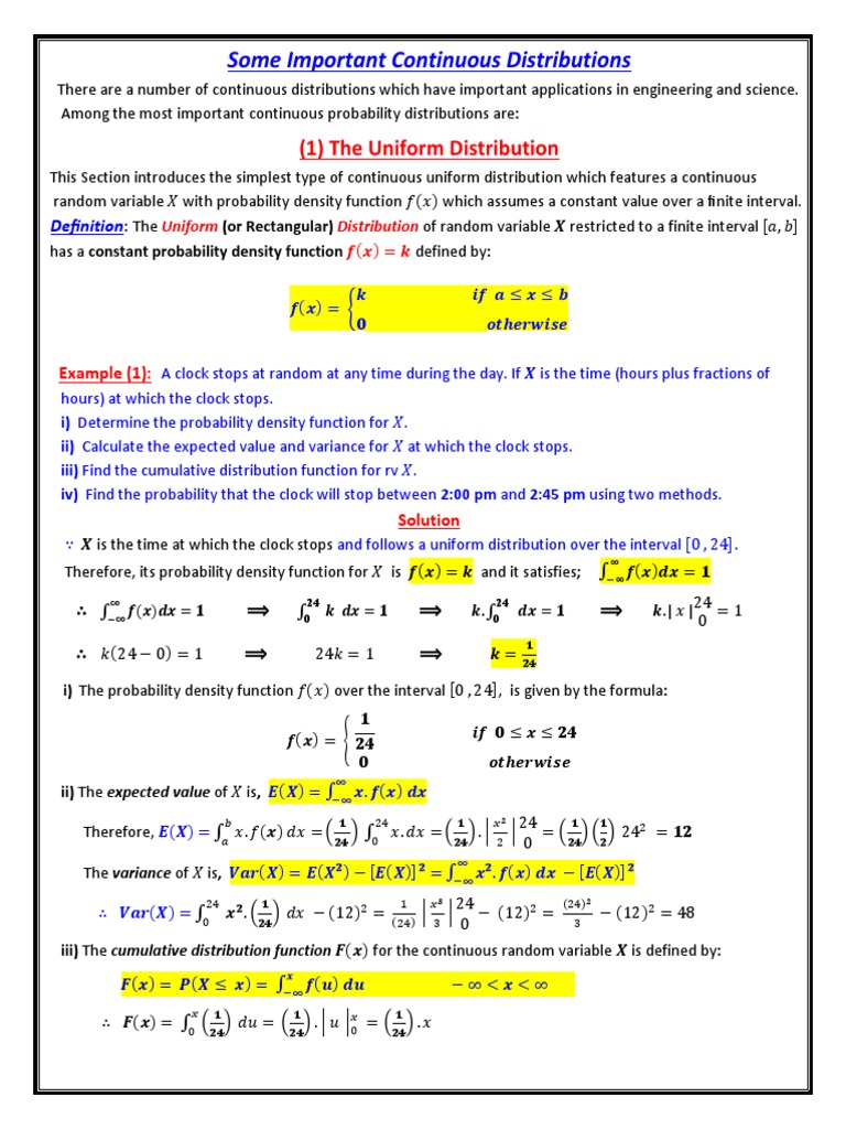 Uniform and Exponential Probability Distribution. | PDF