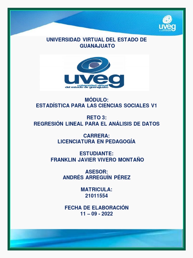 Reto 3 Regresión Lineal para El Análisis de Datos | PDF | Regresión lineal | Análisis de regresión