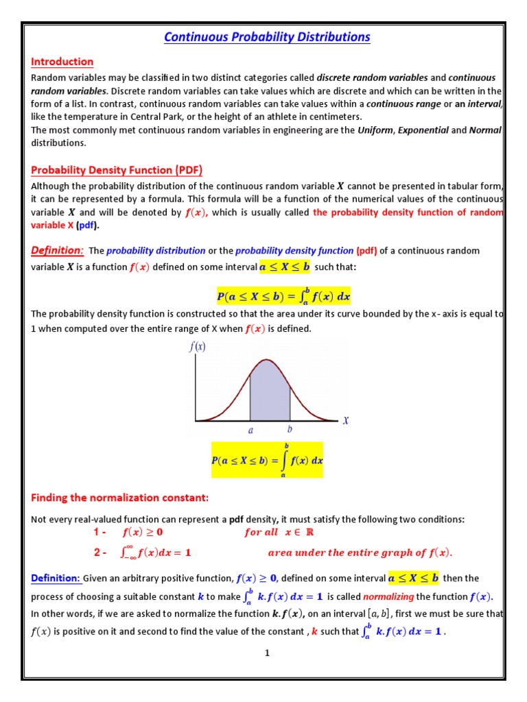 Continuous Probability Distributions | PDF | Probability Distribution ...