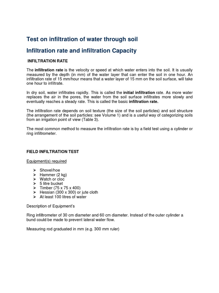 Double Ring Infiltrometer Test Guide | PDF | Soil | Applied And ...
